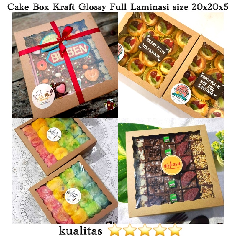 Jual Kotak Kue Kraft dgn Jendela Transparan FULL LAMINASI 20x20cm/Kotak ...