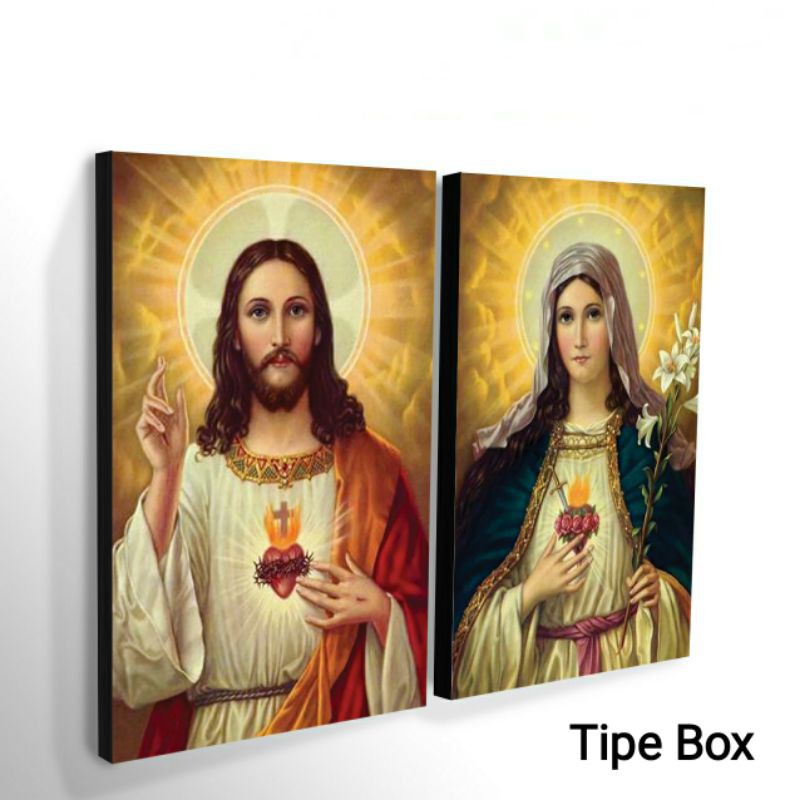 Jual Paket Hiasan dinding Katolik Hati Kudus Yesus dan Hati Maria tak ...