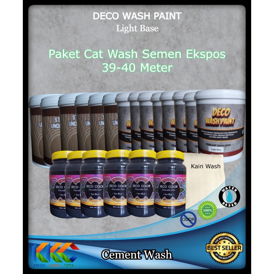 Jual Paket Cat Deco Wash Semen Ekspos Light Base Untuk Luas 40 Meter ...