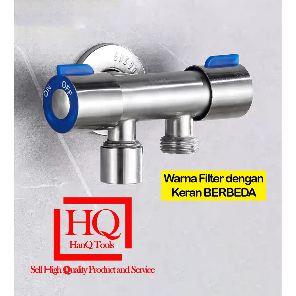 Jual Keran Cabang Double Stop Kran Shower Mandi Selang Mesin Cuci Tembok Angle Valve Air Toilet ...