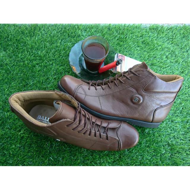 Jual Sepatu Pantofel Boots Bally High Cokelat Kulit Asli | Shopee Indonesia