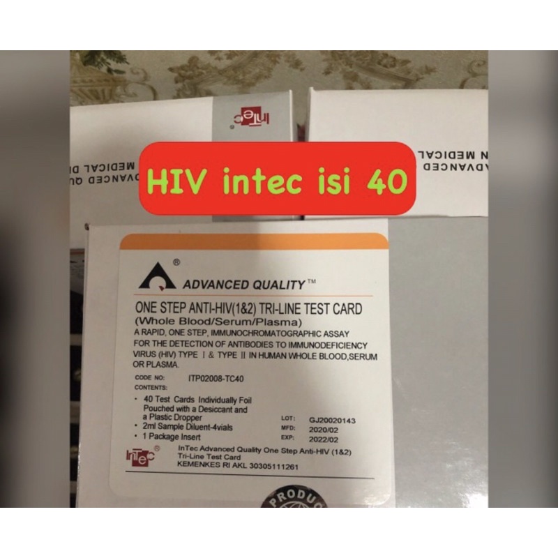 Jual tes hiv card tri-line intec isi 40 tes (whole blood/serum/plasma ...