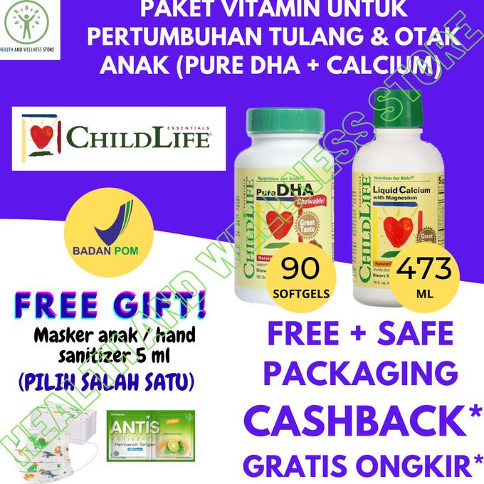 Jual PAKET PERTUMBUHAN OTAK DAN TULANG ANAK CHILDLIFE PURE DHA DAN CALCIUM | Shopee Indonesia