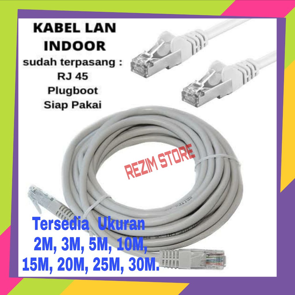 Jual Kabel LAN UTP CAT5e Amp Commscope Kabel UTP terpasang RJ45 ukuran 2M, 3M, 5M, 10M, 15M, 20M ...