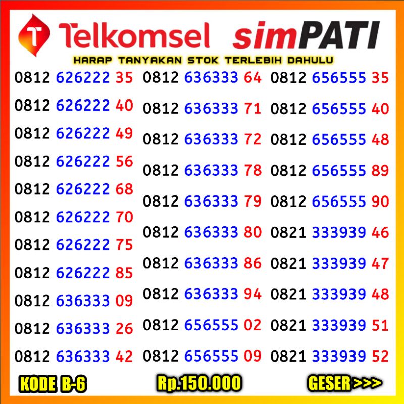 Jual Nomor Cantik simPATI-Kartu perdana Telkomsel 4G | Shopee Indonesia