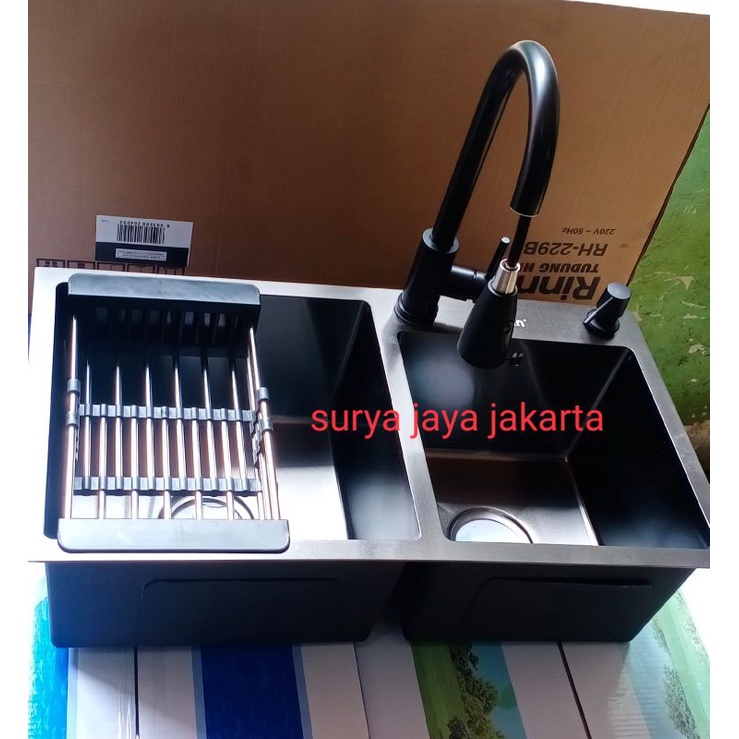 Jual Paket KOMPLIT kitchen sink Hitam stainless SUS 304 ONAN 8245 ...
