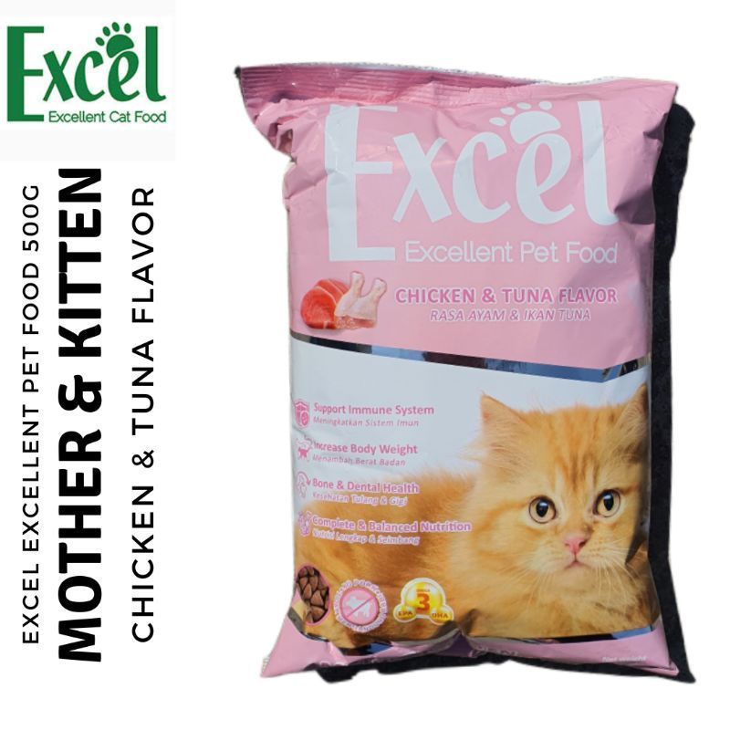 Jual MAKANAN KUCING EXCEL MOTHER & KITTEN 500gr CHICKEN TUNA FLAVOR ...