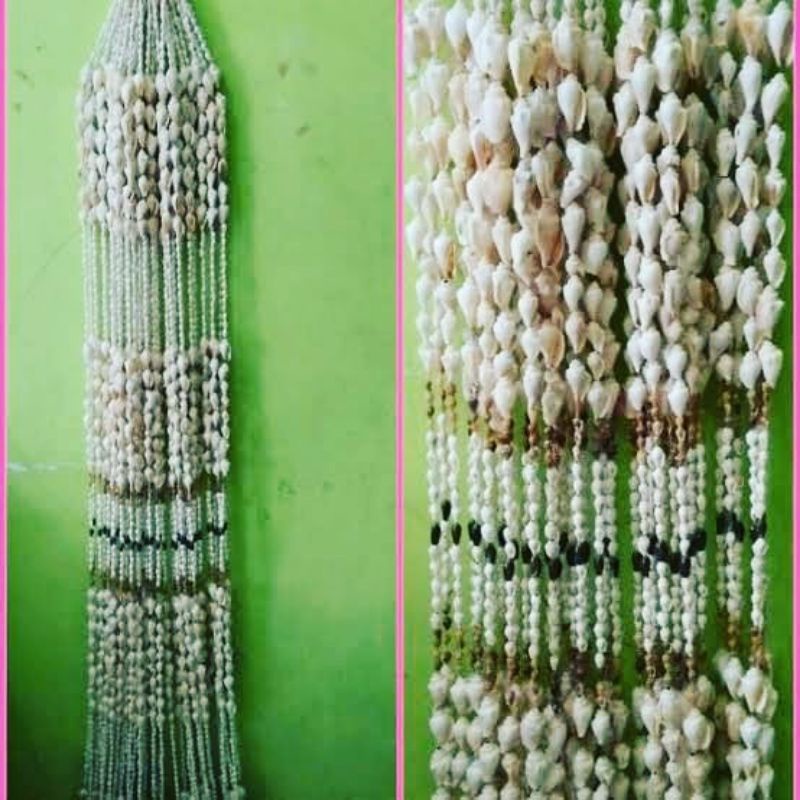 Jual Tirai Cangkang Kerang Putih, Tirai Kerang dominan Hitam, Tirai ...
