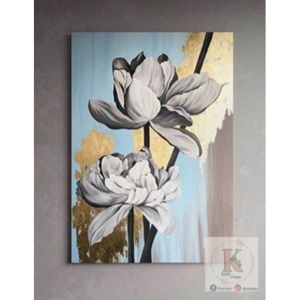 Jual Lukisan Dinding Aesthetic lukisan bunga 60 x 90 cm plus frame ...