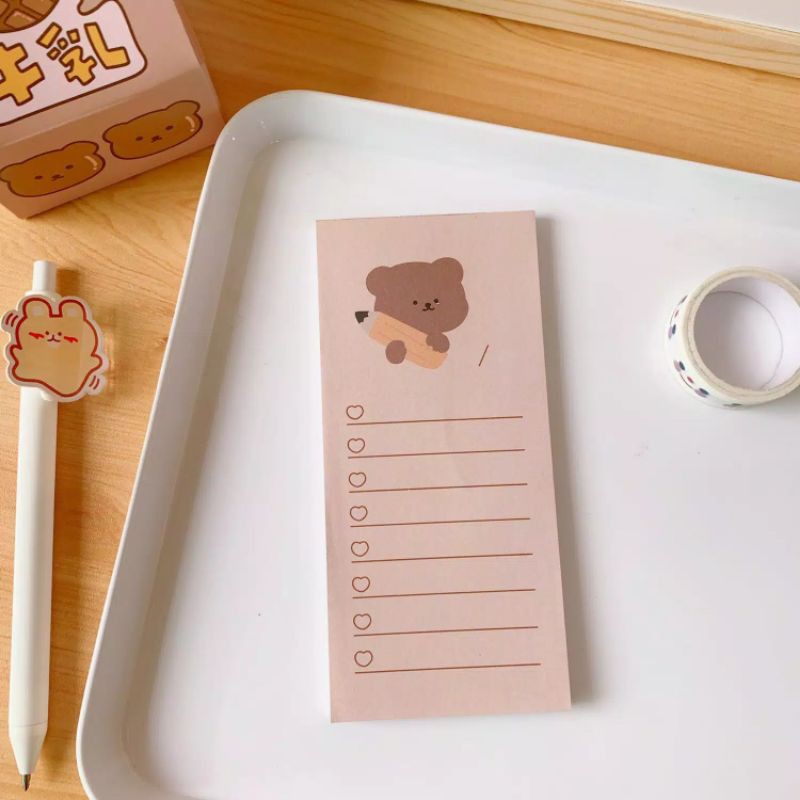 Jual 50 Lembar Memo pad NON STICKY Bear lucu Checklist To do List ...