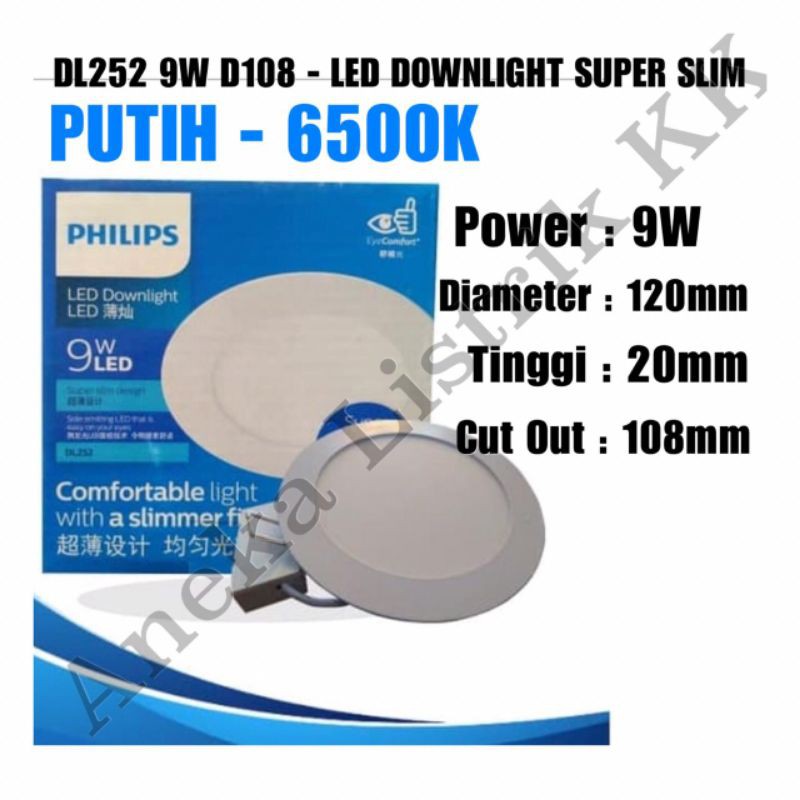 Jual PHILIPS DL252 9W D108 PUTIH 6500K LED Downlight SUPER SLIM ...