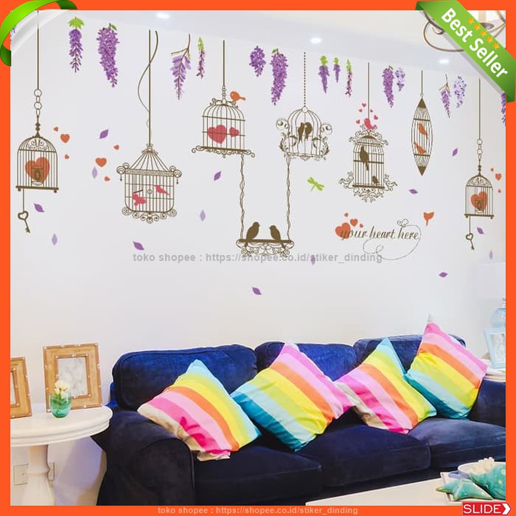 Jual STIKER DINDING WALLSTICKER WALL STICKER KAMAR VIOLET DENGAN BURUNG ...