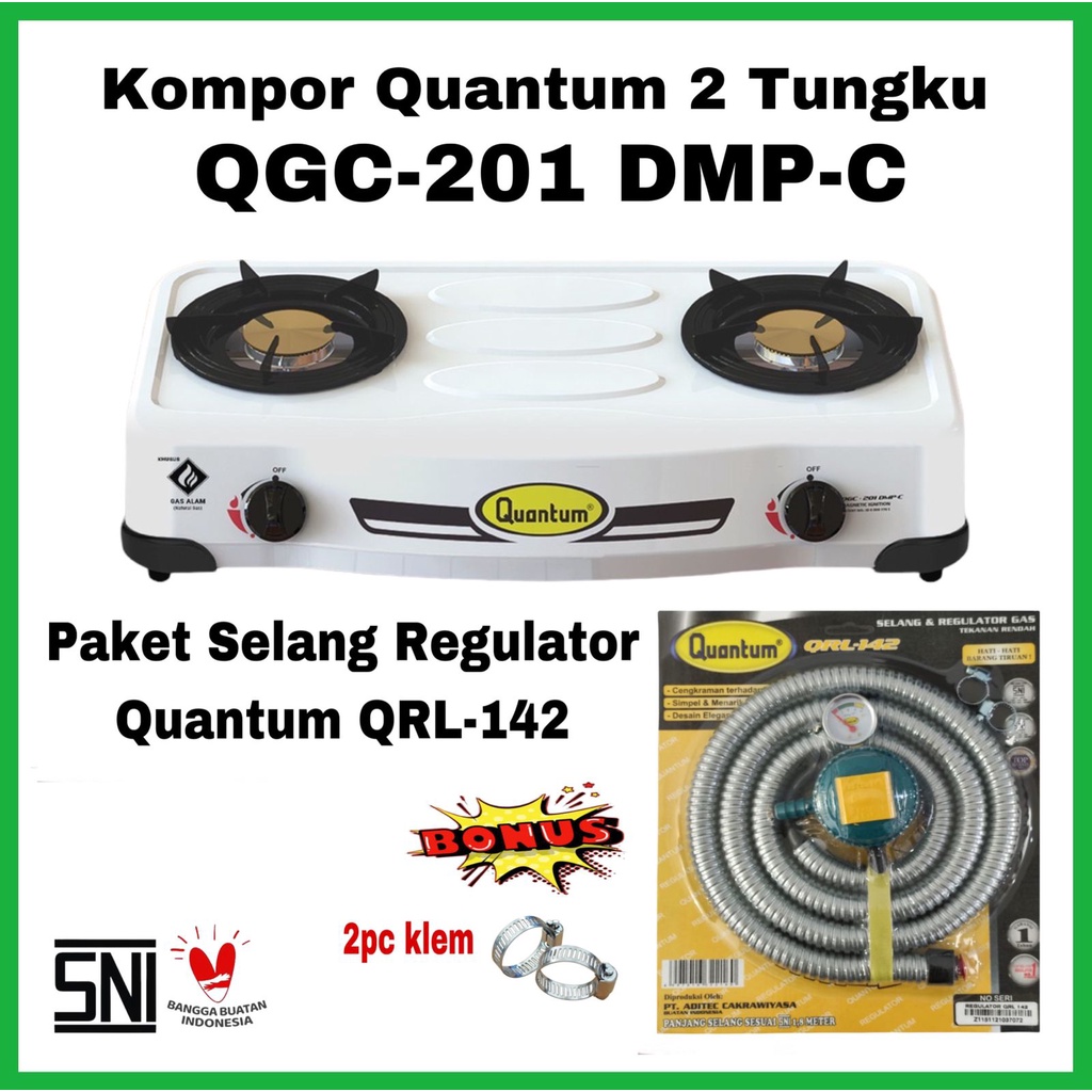 Jual Paket Kompor Gas Quantum 2 Tungku QGC-201 DMPC Free Regulator ...