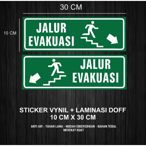 Jual stiker jalur evakuasi tangga kanan kiri - safety sticker | Shopee Indonesia