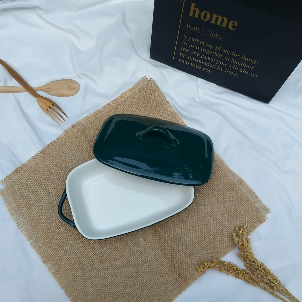 Jual CERAMIC BAKING TRAY WITH COVER / PIRING PLUS TUTUP PIRING SAJI ...