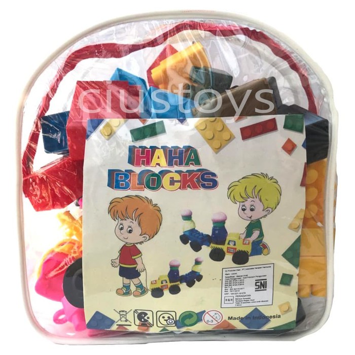 Jual [COD] Tomikotoys Mainan Balok Susun Haha Block Tas 76 pcs | Balok ...