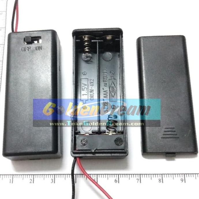 Jual Discount 2X Aaa Battery Holder Baterai Case Batere Box Kotak Batre ...