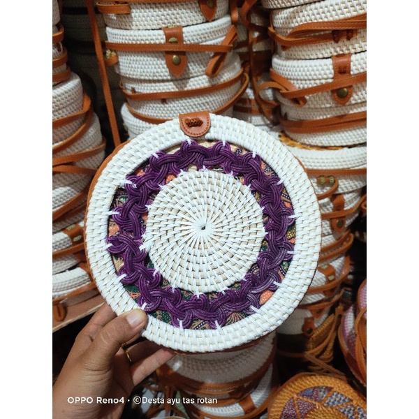 Jual Tas rotan bulat asli bali / lombok rotan coklat polos/ motif ulir ...