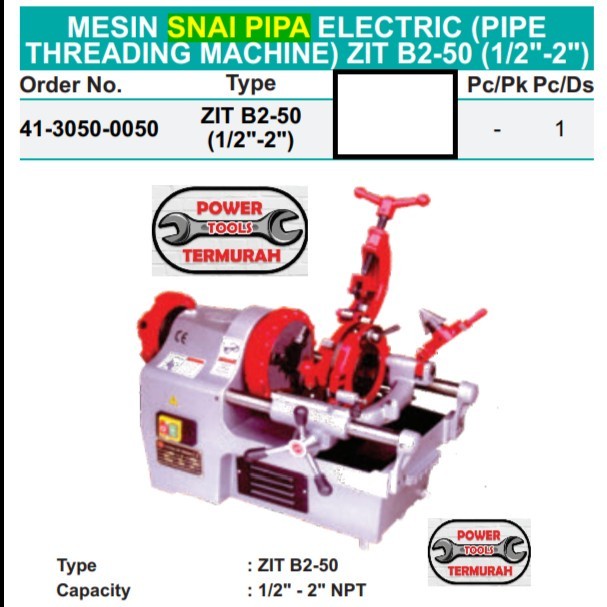 Jual Mesin Snei Pipa Electric 1/2" - 2" WIPRO B2-50 Pipe Threading ...