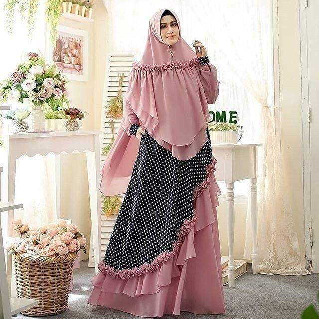 Jual ASSYIFA SYARI POLKA ( DRESS + KHIMAR ) | Shopee Indonesia