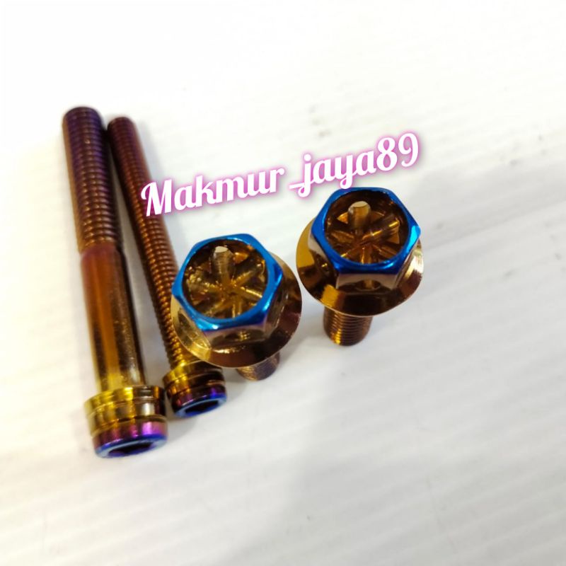 Jual baut kaliper probolt kerucut monoblok twotone honda flower | Shopee Indonesia