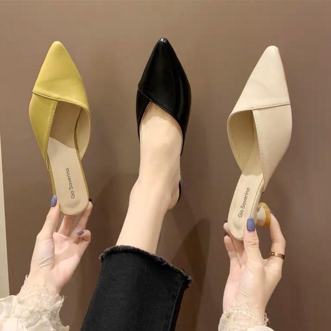 Jual Mules Sandal Sepatu Chloe hak 3cm Gio Saverino | Shopee Indonesia