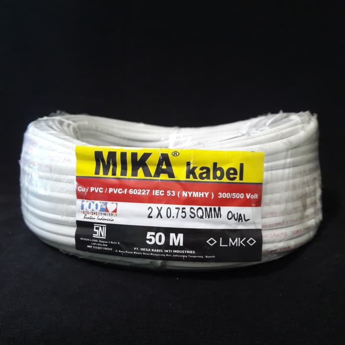 Jual Kabel Listrik Serabut MIKA (Oval/Gepeng) Nymhy 2x0,75mm (50m) | Shopee Indonesia