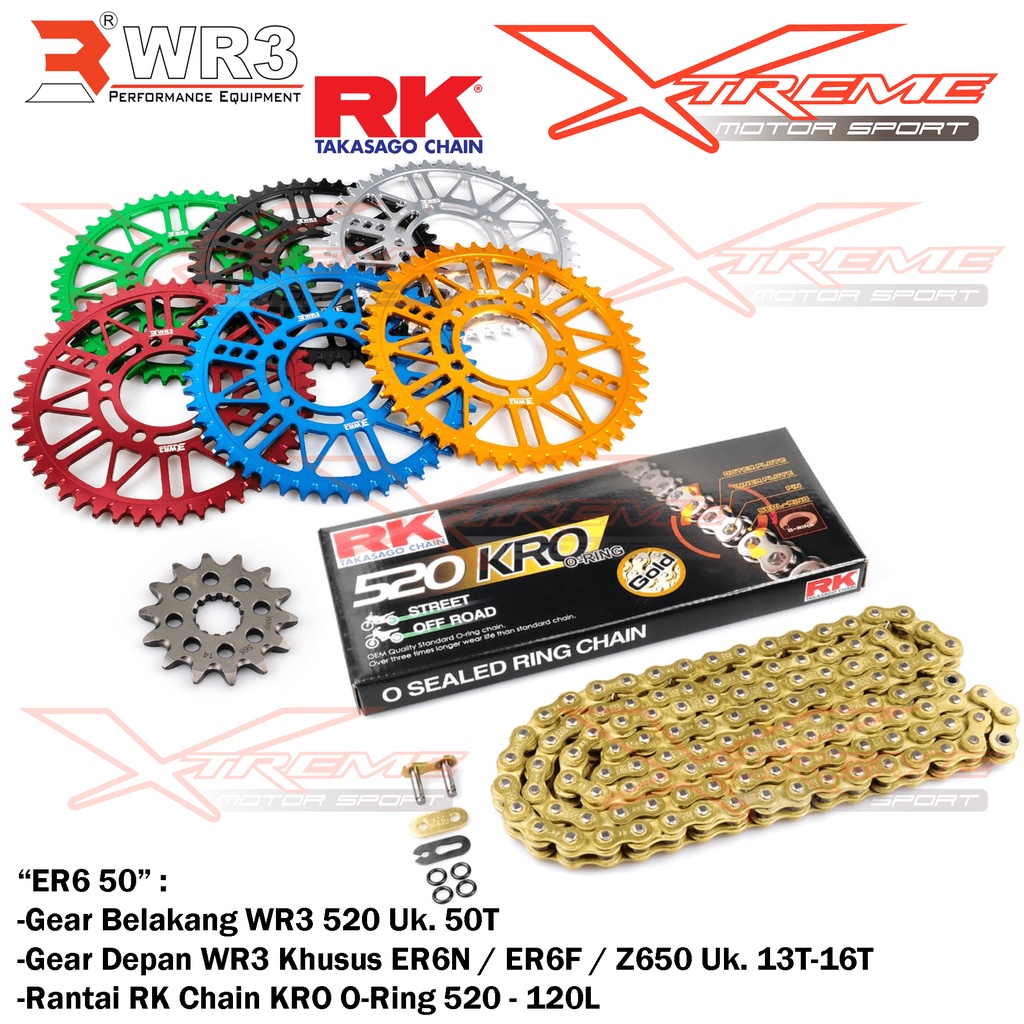 Jual Gear Set Depan Belakang WR3 & Rantai RK Chain ZX25R Ninja CBR 250 ...