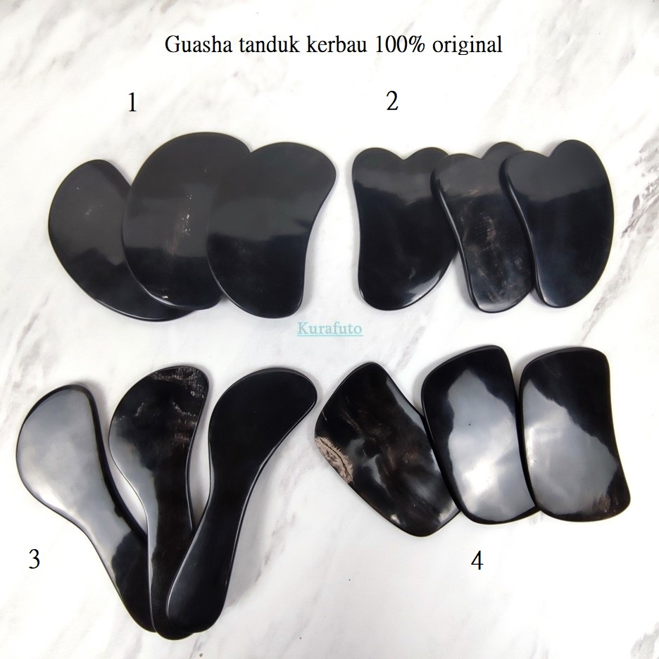 Jual Alat terapi pijat Guasha facial bahan tanduk kerbau asli | Shopee ...