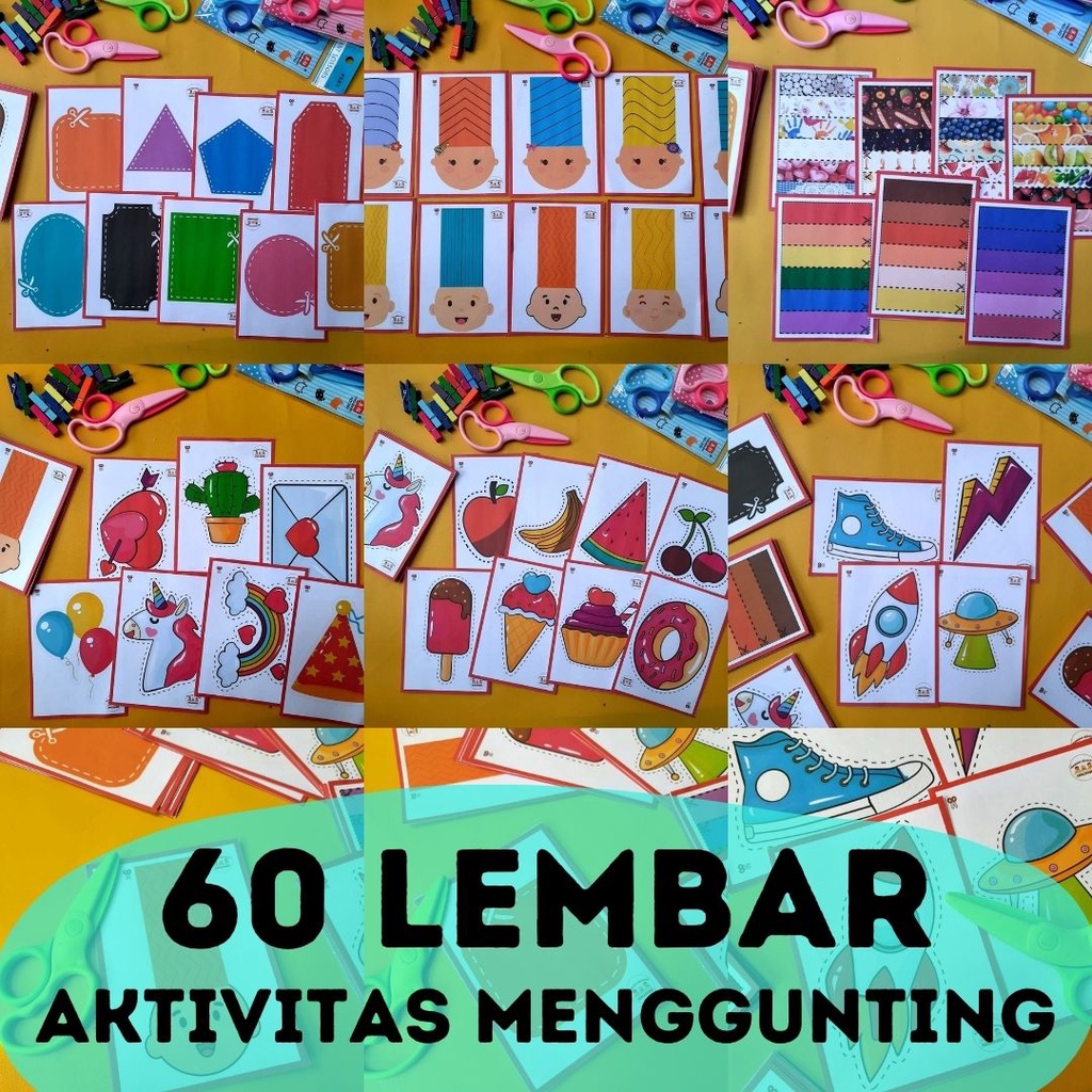 Jual Worksheet Aktivitas Menggunting Mainan Motorik Halus Anak Mainan ...