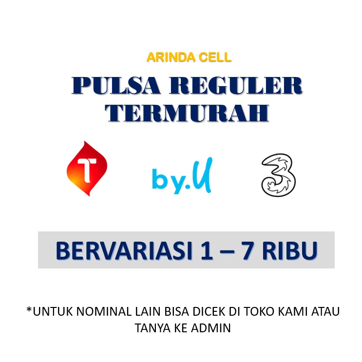 Jual Pulsa Reguler Termurah Telkomsel Tri By.U 1 2 3 4 5 6 7 ribu ...