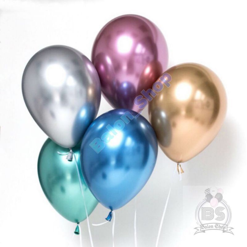 Jual (10 PCS) BALON LATEX METALIK CHROME / METALIC BALOON LATEX CHROME ...