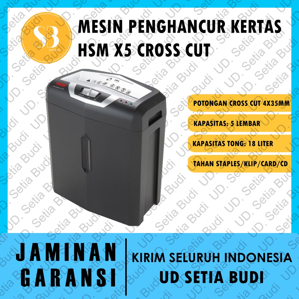 Jual Mesin Penghancur Kertas HSM X5 Cross Cut 4 x 35 mm | Shopee Indonesia