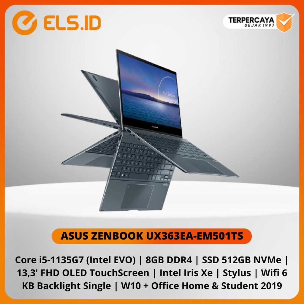 Jual Laptop Asus Zenbook Flip UX363EA-EM501TS Intel Core i5-1135G7 8GB ...