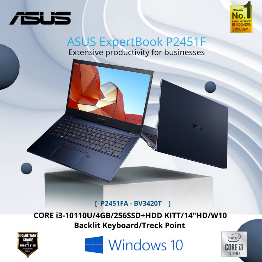 Jual ASUS ExpertBook P2451FA-BV3420T [i3-10110U 4GB 256GB SSD 14" Win10 ...