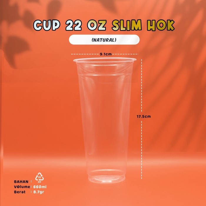 Jual Gelas Cup Plastik 22 OZ Merek HOK - Slim - Cup Bening Polos - Bahan PP | Shopee Indonesia