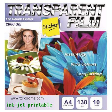 Jual Kertas / Stiker Transparan Film Printable Inkjet 130Micron A4 ...