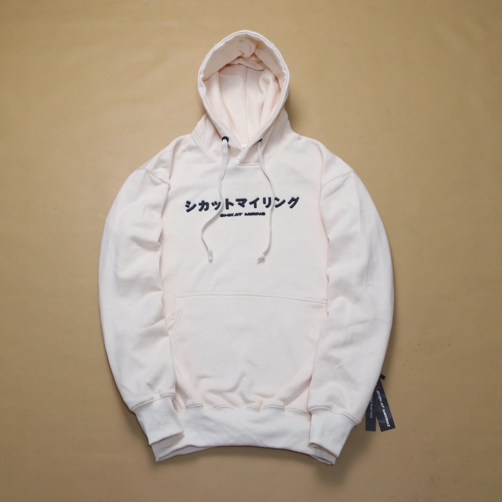 Jual Shikat Miring Hoodie Aksara Cream | Shopee Indonesia