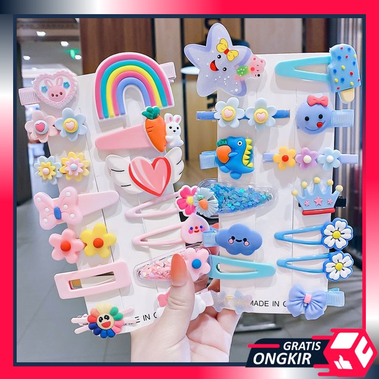 Jual Gratis Ongkir - F5386 Jepit Rambut Set 14 in 1 Model Karakter 3D ...