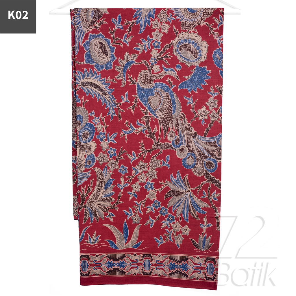 Jual KAIN BATIK PREMIUM Bahan Katun Motif Burung Merak Warna Merah ...