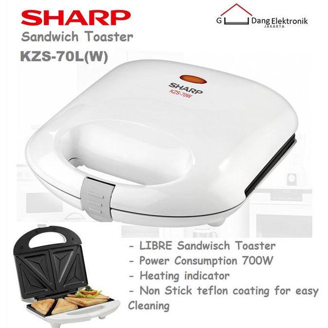 Jual Pemanggang Roti Bakar Sharp Kzs-70L(W) Sandwich Toaster Harga ...