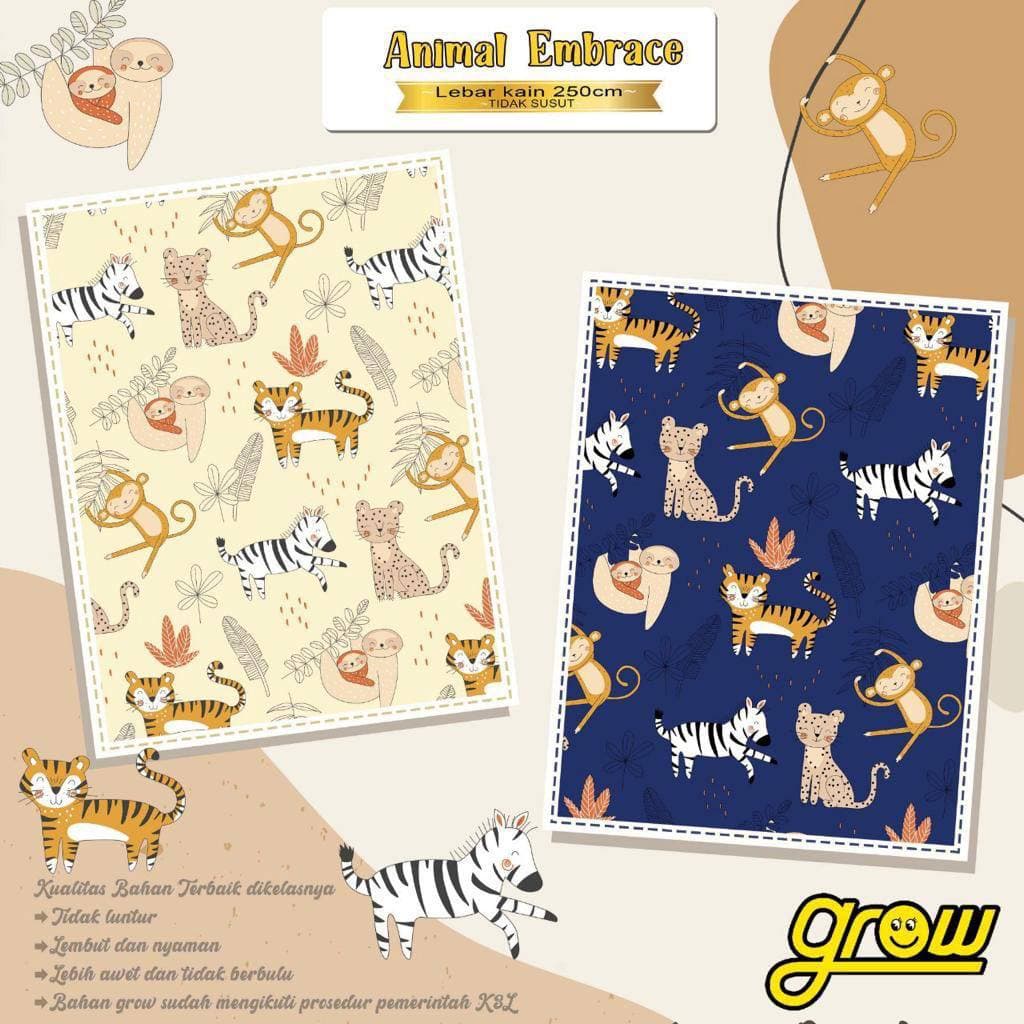 Jual KONICO Bahan Kain Sprei katun Motif tabur Anak ANIMAL EMBRACE Esra ELBHE STAR CATRA ...