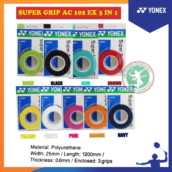 Jual (BISA COD) YONEX GRIP AC 102 EX 3 IN 1 GRIP BADMINTON ORIGINAL - FRANCE PINK | Shopee Indonesia
