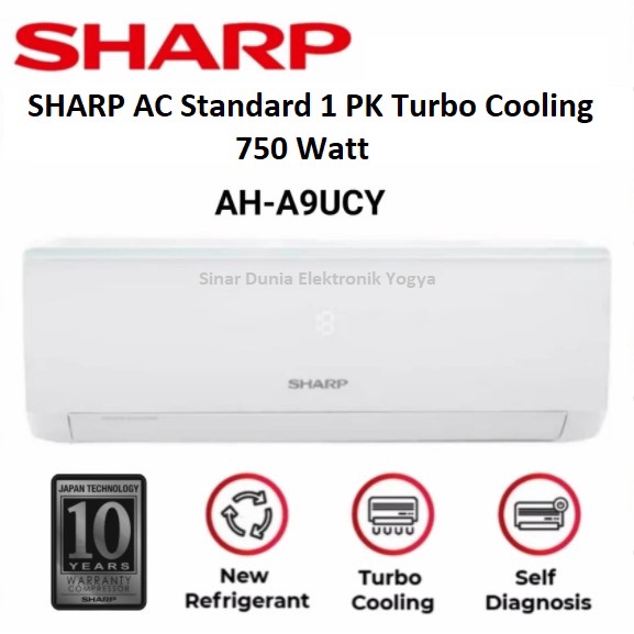 Jual SHARP AC 1 PK Turbo Cool 750W AH-A9UCY 9UCY R32 Standard 1PK AHA9UCY | Shopee Indonesia