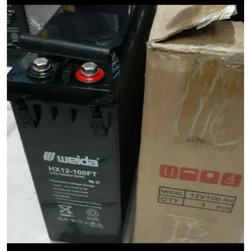 Jual battery vrla weida 12v 100ah original baru bergaransi solar panel ...