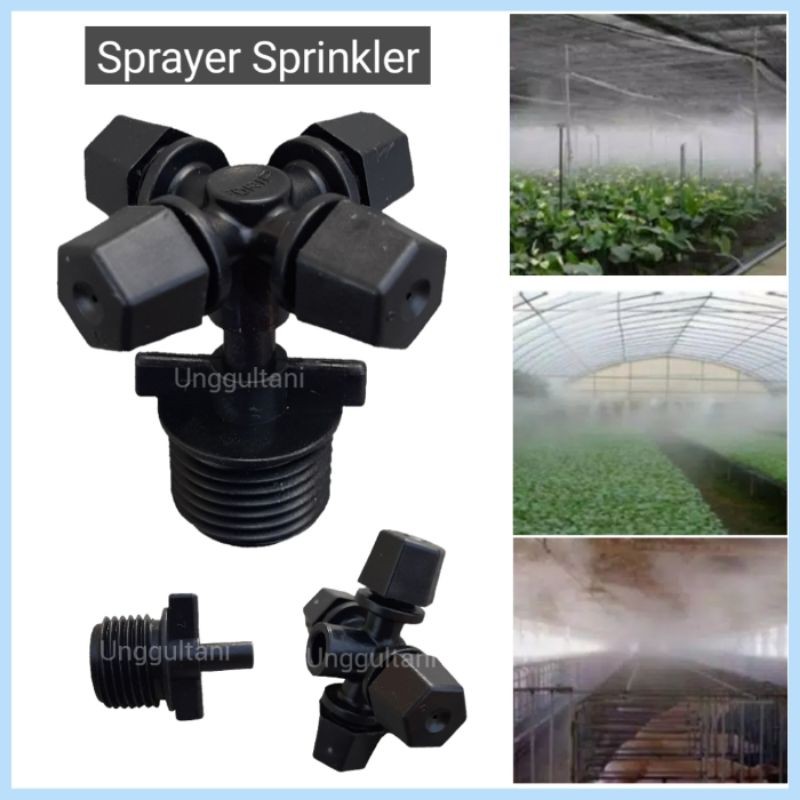 Jual SPRINKLER SPRAYER HEAD 4 WAY MIST NOZZLE MISTI Fitting Drat ...