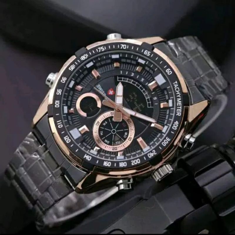 Jual Jam Tangan Pria/Cowok SA Rantai Stainless Double Time 4,5cm ...