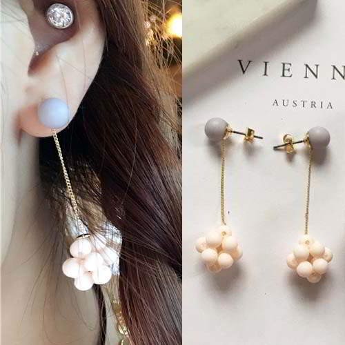 Jual Anting Korea South Korean Small Long Chain Ball Earrings REA079 ...