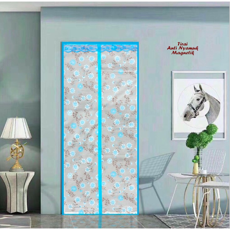 Jual Tirai Model Taiwan PVC BIRU POLOS utk Kamar AC (Tirai anti nyamuk ...