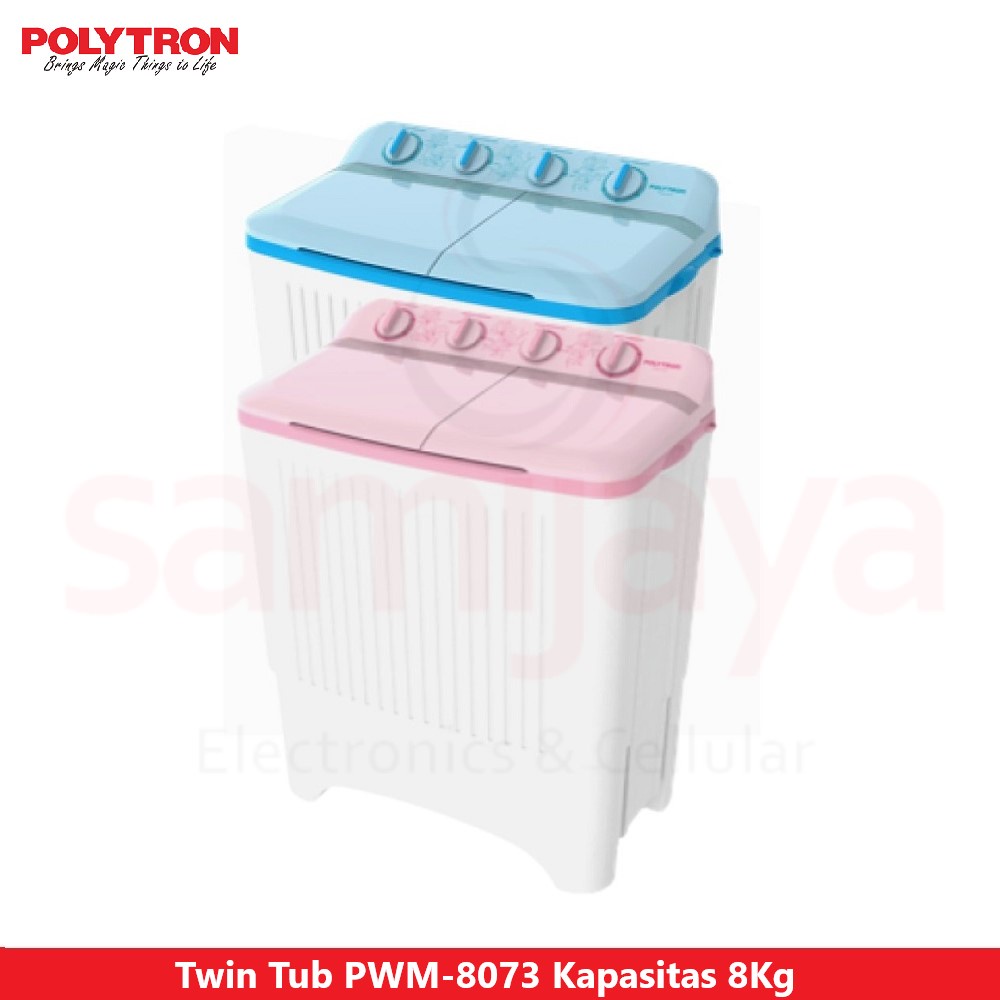 Jual MESIN CUCI POLYTRON DUA TABUNG TWIN TUB PWM-8073 8073 8KG | Shopee ...
